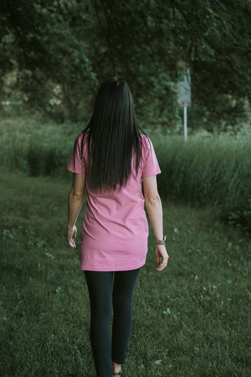 T-shirt tunic courte - Rose paperman – LeekaShop